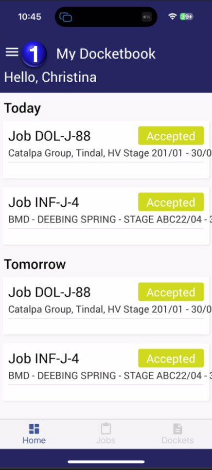 Create a new Docket in the Docketbook App
